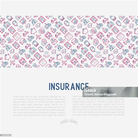 얇은 선 아이콘으로 보험 개념 건강 생활 자동차 집 저축 현대 벡터 일러스트 레이 션 배너 웹 페이지 서식 파일에 대 한 인쇄 미디어 0명에 대한 스톡 벡터 아트 및 기타