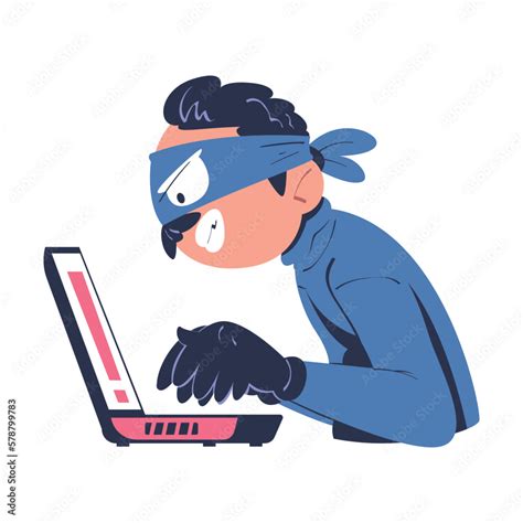 Masked Cyber Thief Stealing Private Personal Data And Money Cyber
