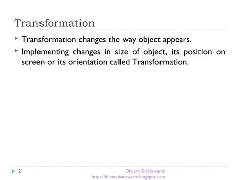 Overview Of 2d And 3d Transformation Pps Geography Science