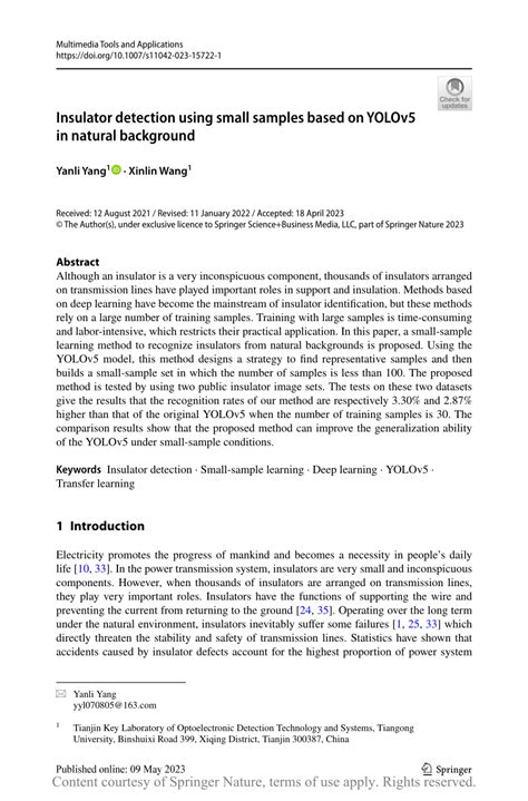 Insulator Detection Using Small Samples Based On Yolov5 In Natural