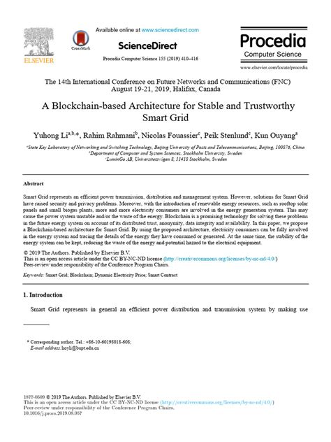 A Blockchain Based Architecture For Stable And Trust 2019 Procedia
