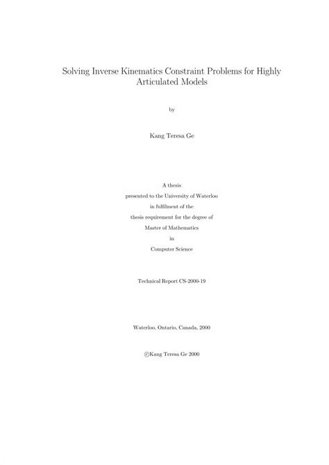 Pdf Inverse Kinematic Solvers Dokumentips