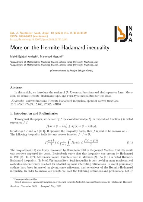 Pdf More On The Hermite Hadamard Inequality