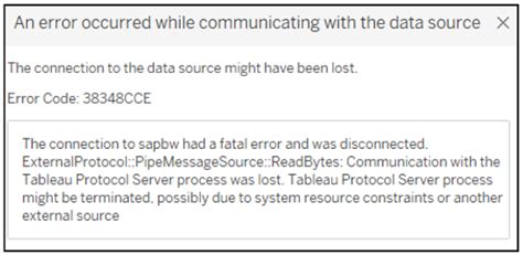 3368181 Unable Connecting Tableau To Sap Bw Datasource After