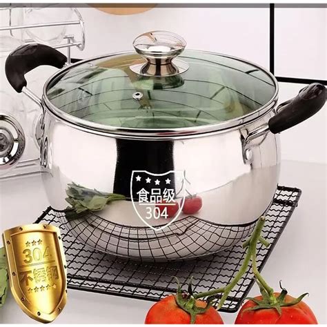 18 24cm Stainless Steel Pot Double Bottom Soup Pot Nonmagnetic Cooking