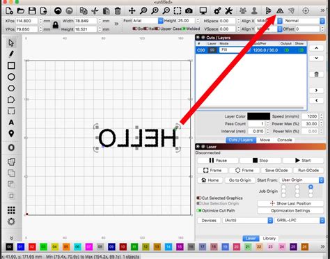 Textphoto Mirrors On Lightburn And Lasergrbl Grbl Lightburn