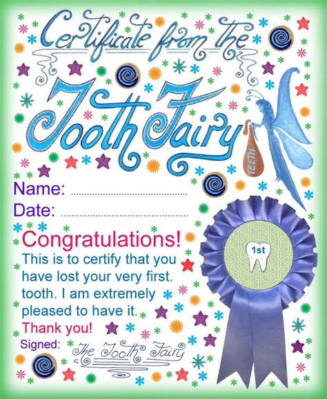 First Lost Tooth Certificate Free Printable Printable Templates