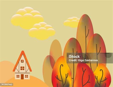 안녕하세요 가을 추상 가을 배너 가을 풍경의 수평 배너의 벡터 일러스트 레이 션 0명에 대한 스톡 벡터 아트 및 기타 이미지