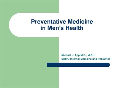 Ppt Preventative Medicine In Mens Health Powerpoint Presentation