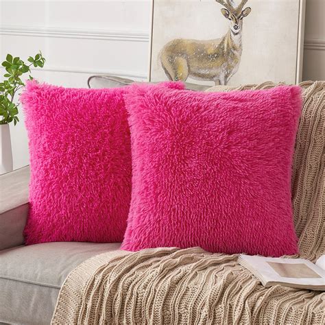 Anroduo Pack Of 2 Hot Pink Throw Pillow Covers Luxury