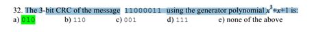 Solved The 3 Bit Crc Of The Message 11000011 Using The