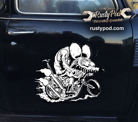 Rat Fink Black And White Sticker 11591 Rustypod Store