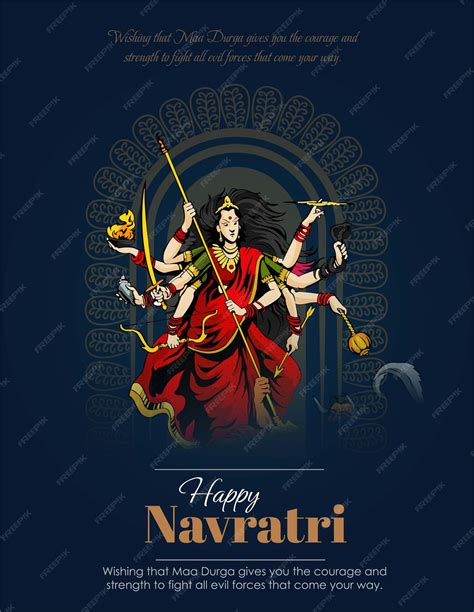 Illustration Of Goddess Durga In Happy Dussehra Navratri Durga Puja