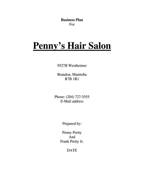 Salon Business Plan Template