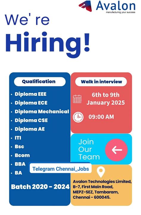 Avalon Hiring Freshers Chennai Chennaijobs Kaleeswaran Shanmugam