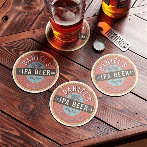 Set Of Four Personalised Retro Style Beer Mats Etsy