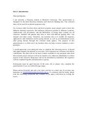 Assign1 Docx Part 1 Introduction Dear Participants I Am Currently A