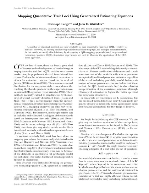 pdf lange c whittaker jc mapping quantitative trait loci using