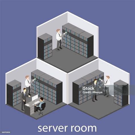 서버 룸의 아이소메트릭 인테리어입니다 평면 3 차원 그림입니다 3차원 형태에 대한 스톡 벡터 아트 및 기타 이미지 3차원 형태 가정의 방 건강 진단 Istock
