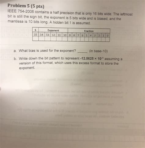 solved problem 5 5 pts ieee 754 2008 contains a half