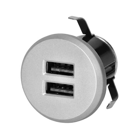 Recessed Usb Charger 2xusb 34a Silver