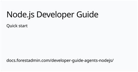 Quick Start Nodejs Developer Guide