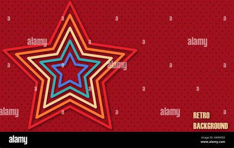 Abstract Perforated Retro Vintage Background With Colored Retro Star Design In Futuristic 1970 Abstract Perforated Retro Vintage Background With Colored Retro Star Design In Futuristic 1970