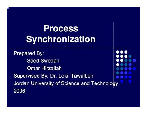 pdf process synchronizationtawalbeh cpe746 slides task process