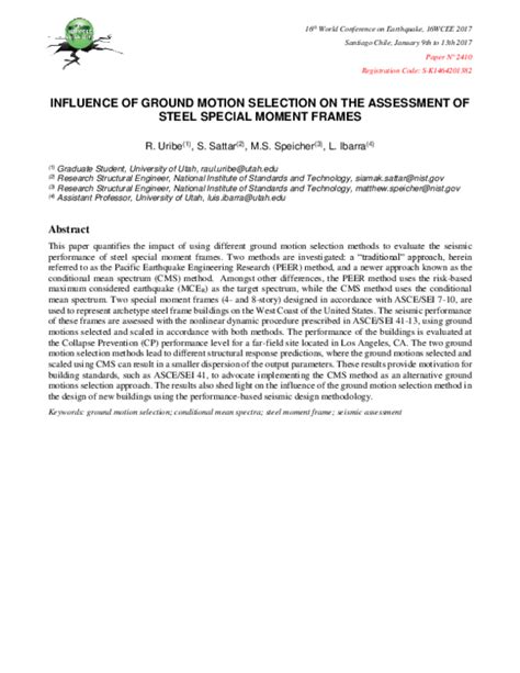Pdf Impact Of Ground Motion Selection Methods On The Seismic