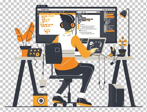 Programmer Coding Programmer Working At A Desk Png Clipart Coding