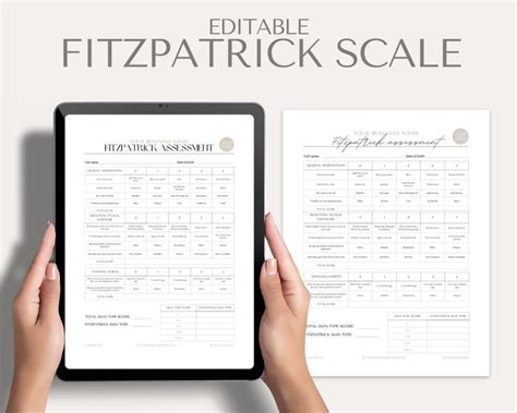 Fitzpatricks Skin Type Questionnaire Form Fitzpatrick Scale Editable