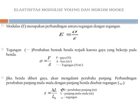 Elastisitas Modulus Young Dan Hukum Hooke Pptx
