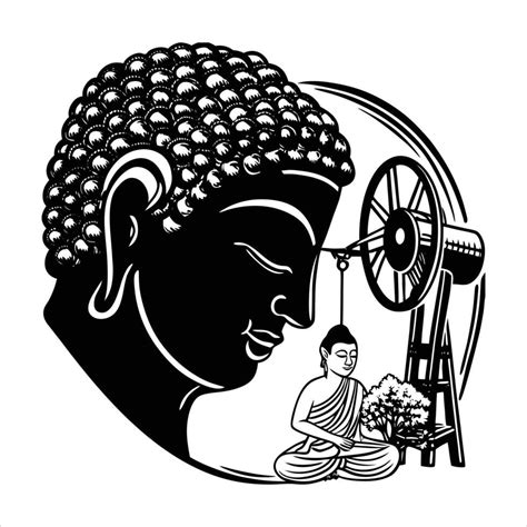 A Black And White Of A Buddha Head 57995302 Vector Art At Vecteezy