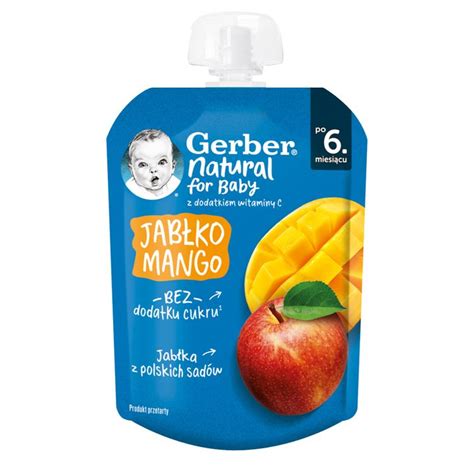 Gerber Плодова закуска с ябълка и манго за деца от 6 ия месец X80 грама