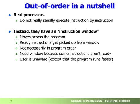 Ppt Computer Architecture Out Of Order Execution Powerpoint