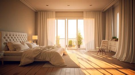 Premium Ai Image A Modern Bedroom At Morning With Morning Sun Light