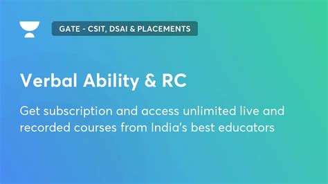Verbal Ability And Rc Gate Csit Dsai And Interview Preparation Unacademy