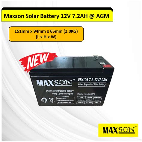 Maxson Solar Battery 12v 7 2ah Agm New Hanya Untuk Semenanjung Malaysia Shopee Malaysia