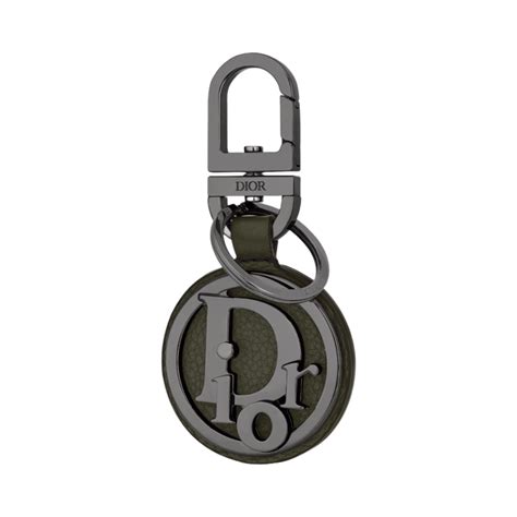 디올 D 터치 키링 그레인드 카프스킨 올리브 Dior Kream