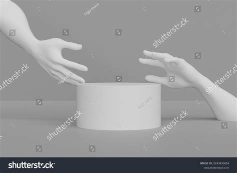 Product Display Podium Hand Gesture White Stock Illustration 2243833659