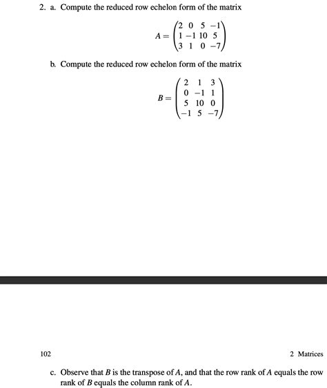 solved 2 a compute the reduced row echelon form of the
