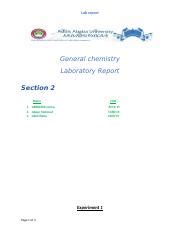 Chemistry Lab Report 2 Docx Lab Report General Chemistry Laboratory Report Section 2 Name UGR