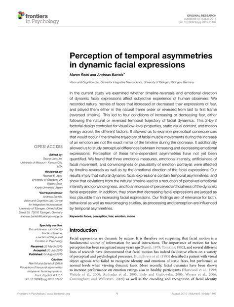 Pdf Perception Of Temporal Asymmetries In Dynamic Facial Expressions