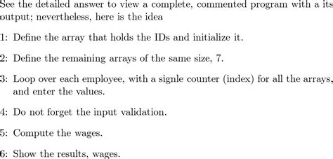 Write A Program That Uses The Following Arrays Empid An Quizlet