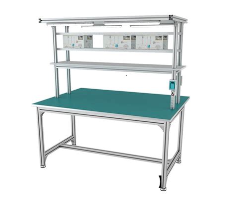 โต๊ะทำงานป้องกันไฟฟ้าสถิตย์ Esd โต๊ะปฏิบัติการโรงงานอิเล็กทรอนิกส์ โลหะผสมอลูมิเนียม แผ่น Esd สี