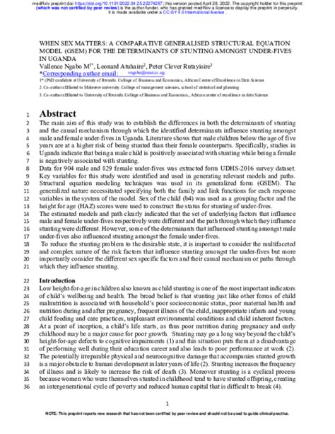 Pdf When Sex Matters A Comparative Generalised Structural Equation