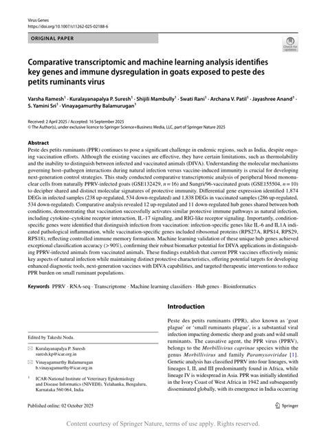 Comparative Transcriptomic And Machine Learning Analysis Identifies Key