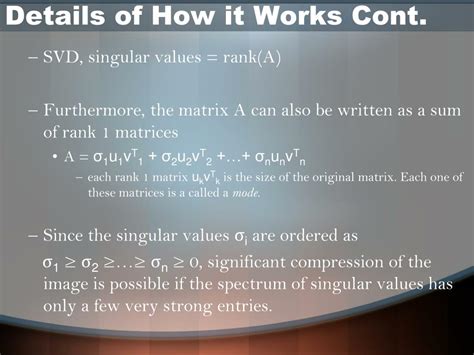 Ppt Image Compression By Singular Value Decomposition Powerpoint