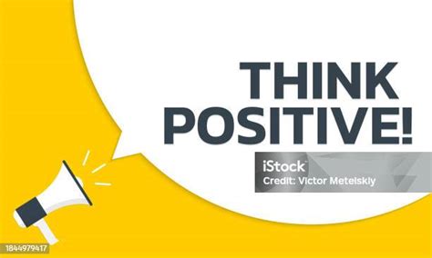 확성기나 확성기로 긍정적인 말풍선 텍스트를 생각해 보세요 동기 부여 인용문 배너 디자인 벡터 일러스트 레이 션입니다 개념에 대한