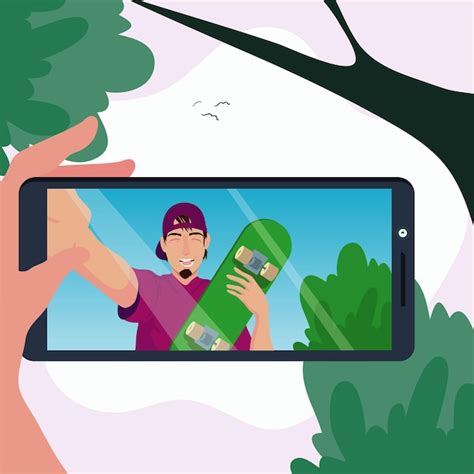 Premium Vector Guy Doing A Selfie